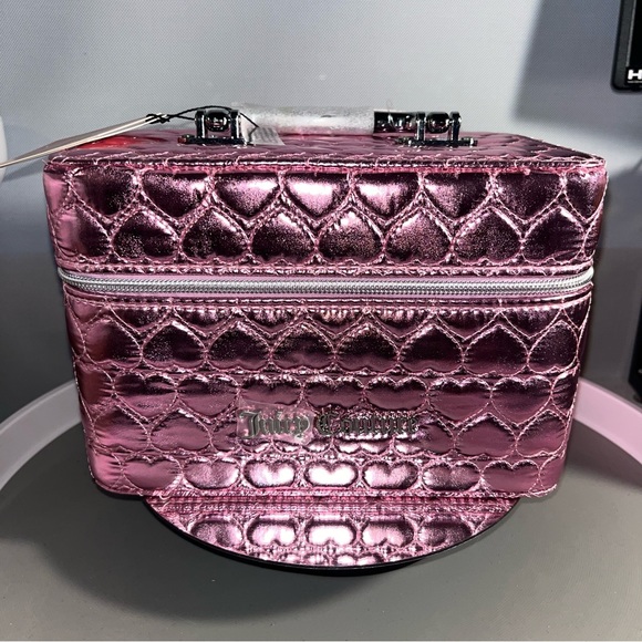 Juicy Couture | Bags | Juicy Couture Metallic Pink Cosmetic Travel Case ...